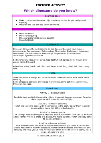 Homeschooling Dinosaur fun (2.5-4yo) | Teaching Resources