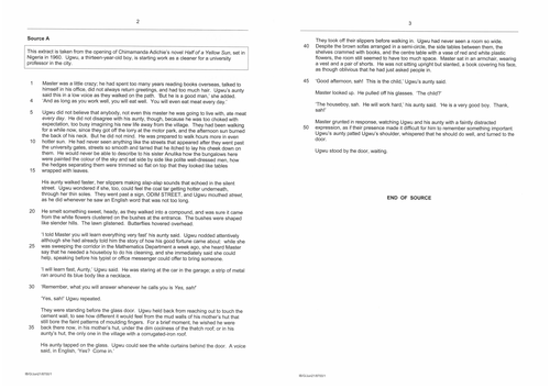 AQA GCSE English Lang Paper 1 Half of a Yellow Sun Creative reading ...