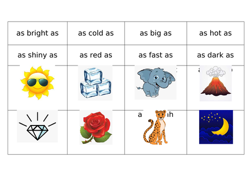 Simple simile match | Teaching Resources