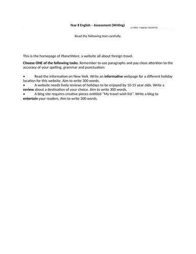 21st Century English - Writing Assessment | Teaching Resources