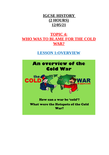 IGCSE History: Introduction & Overview of the Cold War | Teaching Resources