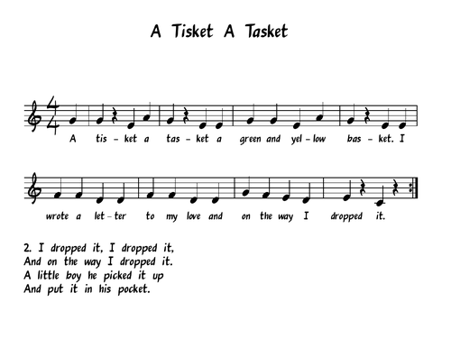 A Tisket A Tasket Boomwhacker Video and Sheet Music | Teaching Resources
