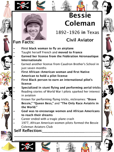 Bessie Coleman PACKET & ACTIVITIES, Important Historical Figures Series ...