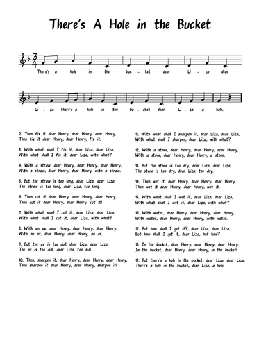 There's A Hole in the Bucket Boomwhacker Video and Sheet Music ...