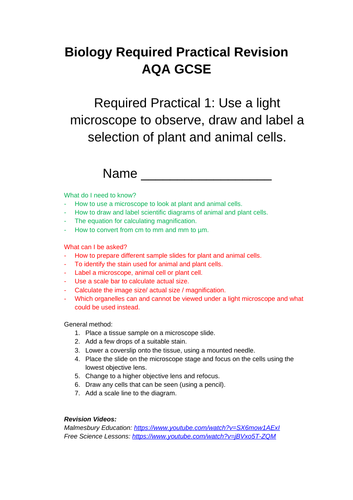 AQA Biology Paper 1 Revision and Exam Practice | Teaching Resources