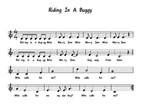 Riding In A Buggy Boomwhacker Video and Sheet Music | Teaching Resources
