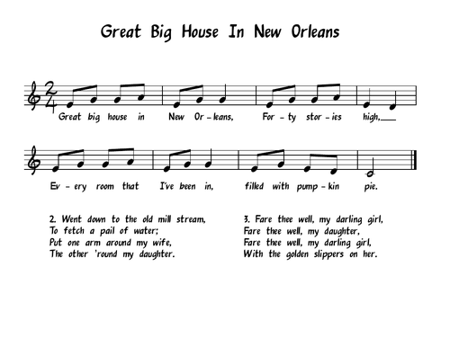 Great Big House in New Orleans Boomwhacker Video and Sheet Music ...