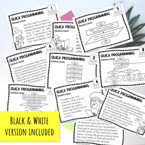 Programming Random Values Task Cards | Teaching Resources