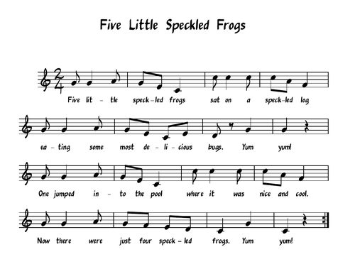 Five Little Speckled Frogs Boomwhacker Video and Sheet Music | Teaching ...