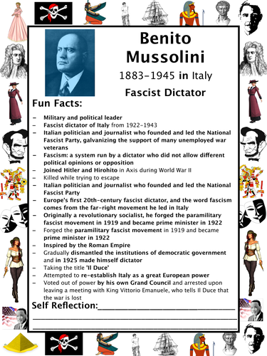 Benito Mussolini PACKET & ACTIVITIES, Important Historical Figures ...