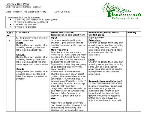 The Secret Garden planning - 3 weeks (Year 3) | Teaching Resources