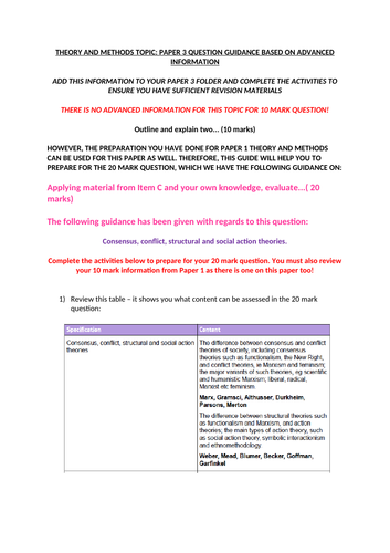 PAPER 1 AND PAPER 3 REVISION GUIDES FOR AQA SOCIOLOGY A LEVEL BASED ON ...