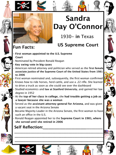 Sandra Day O'Connor PACKET & ACTIVITIES, Important Historical Figures ...