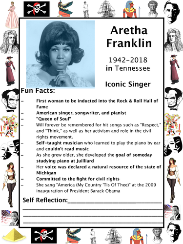 Aretha Franklin PACKET & ACTIVITIES, Important Historical Figures ...