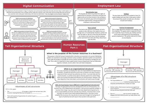 OCR GCSE Business Revision Human Resources | Teaching Resources