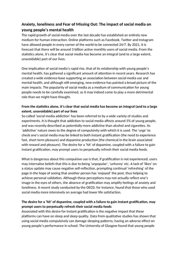 English Language Eduqas Transactional Writing Report Social Media ...