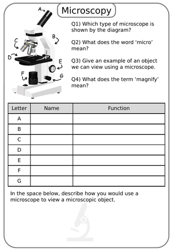 Microscopy - KS3 Science (Biology) Worksheets | Teaching Resources