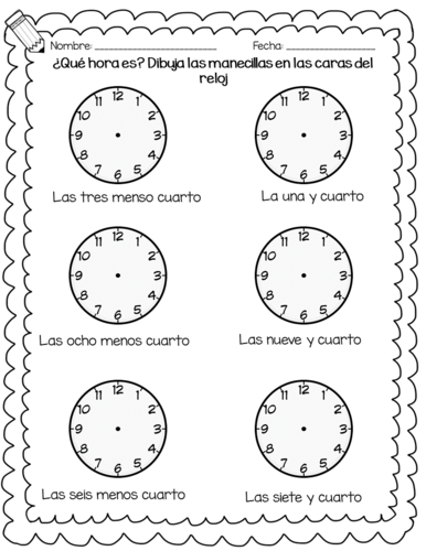 Aprender a decir las horas en punto media hora y cuarto menos cuarto ...