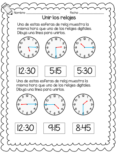 Aprender a decir las horas en punto media hora y cuarto menos cuarto ...