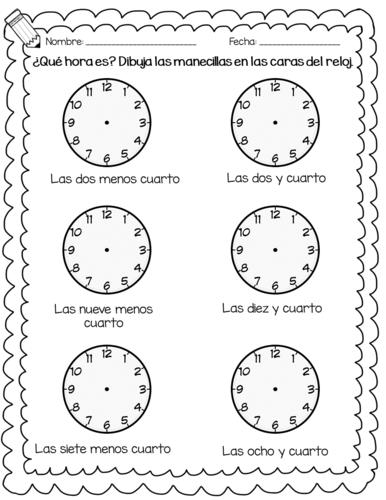 Aprender a decir las horas en punto media hora y cuarto menos cuarto ...