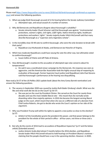 Edexcel A Level USA Politics Lessons 88-90 (Supreme Court appointments ...