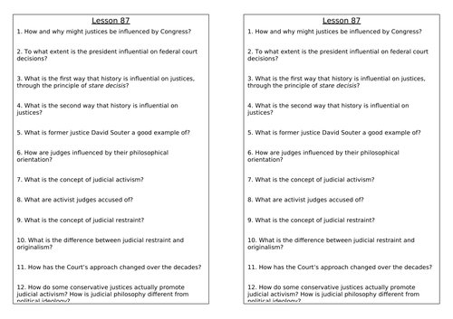 Edexcel A Level USA Politics Lesson 91 (Judicial activism & restraint ...