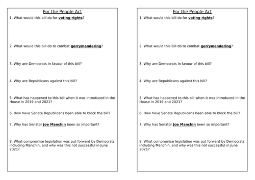 Edexcel A Level USA Politics Lesson 99 (Voting rights) | Teaching Resources
