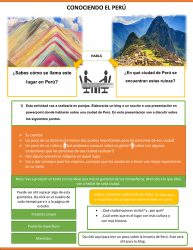 Worksheet about traveling to Peru for the ap spanish class | Teaching ...