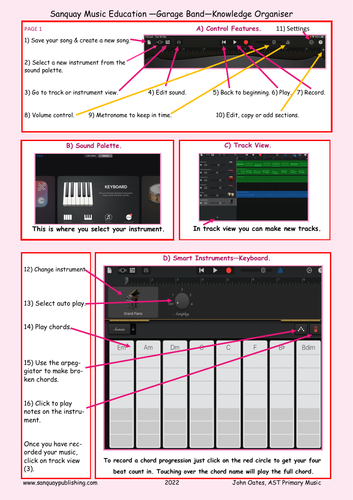 Music ICT - Garage Band - Knowledge Organiser | Teaching Resources