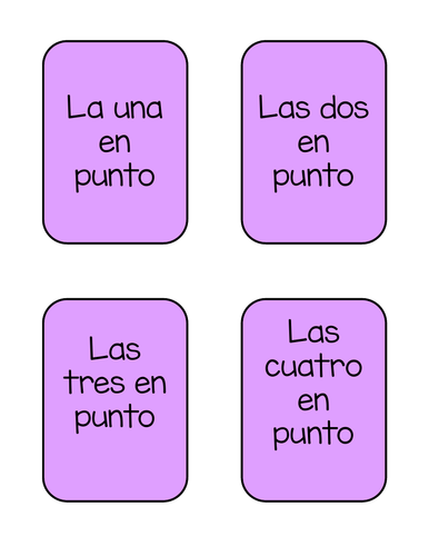 Tarjetas didácticas: - Las horas - en punto, y media, menos cuarto e y ...