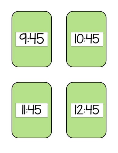 Tarjetas didácticas: - Las horas - en punto, y media, menos cuarto e y ...