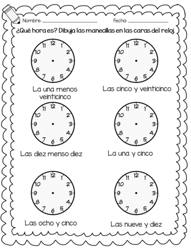 Aprender a decir las horas: intervalos de 5 minutos en español - Tell ...