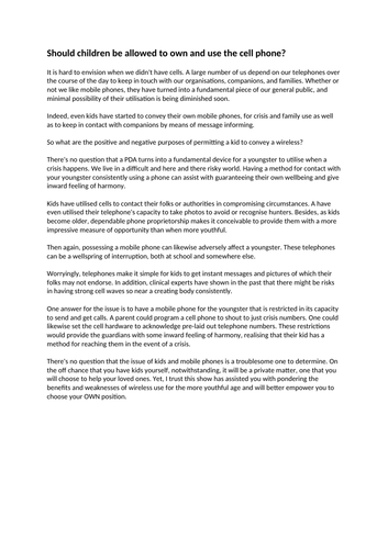 Should children be allowed to own and use a cell phone? | Teaching ...