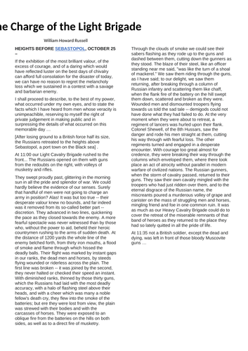 Poetry - Charge of the Light Brigade (Tennyson) - 1-2 lesson analysis ...