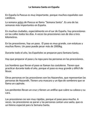 Easter in Spain / Semana Santa | Teaching Resources