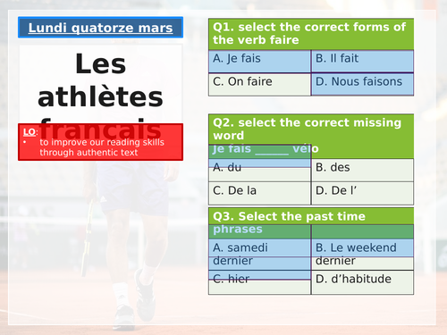 French Athletes - Module 2 - Hobbies | Teaching Resources
