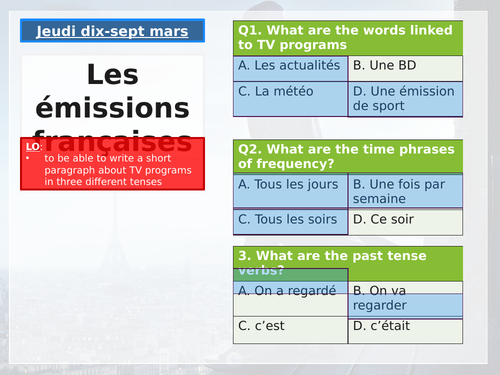 French TV Programs - Module 2 - Hobbies | Teaching Resources