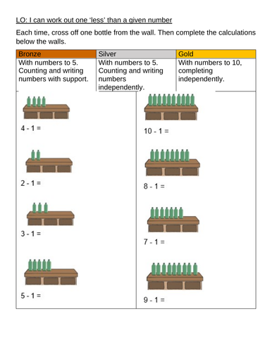 One Less Lesson PPT, Worksheet EYFS/ Y1 | Teaching Resources