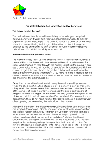 Point5 Behaviour: The sticky label method (promoting positive behaviour ...