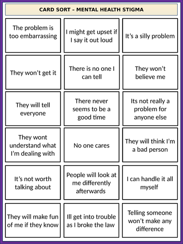 Mental Health Stigma PSHE | Teaching Resources