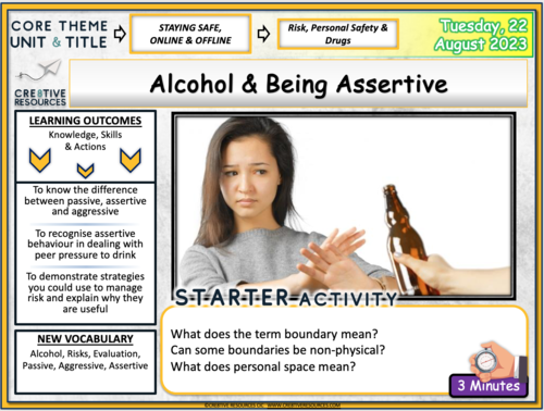 Alcohol Being assertive PSHE | Teaching Resources