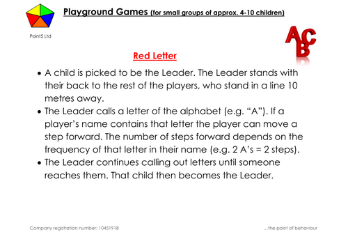 Point5 Behaviour: Ideas for Playground Games (small groups/social ...
