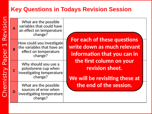 AQA GCSE Investigating Temperature Change Revision Session | Teaching ...
