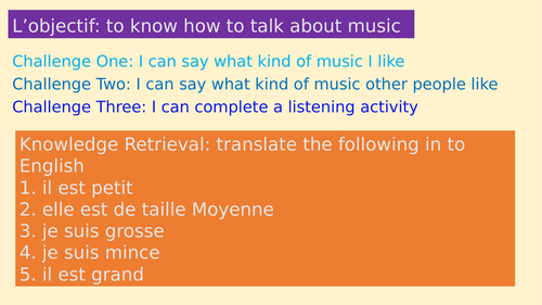 French Music lesson - Key Stage 3 | Teaching Resources