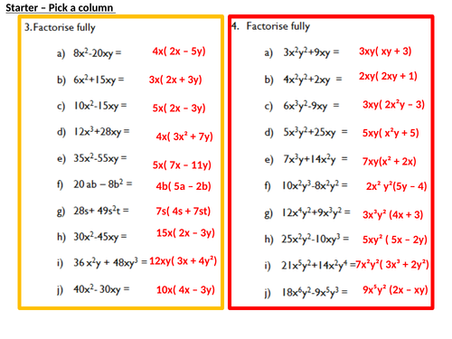 GCSE Maths Factorising and solving quadratics | Teaching Resources