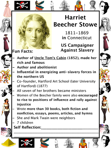 Harriet Beecher Stowe PACKET & ACTIVITIES, Important Historical Figures ...
