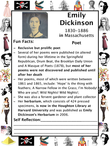 Emily Dickinson PACKET & ACTIVITIES, Important Historical Figures ...