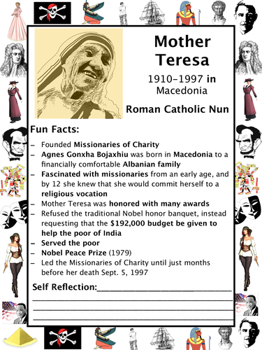 Mother Teresa PACKET & ACTIVITIES, Important Historical Figures Series ...
