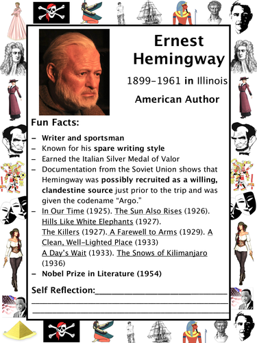 Ernest Hemingway PACKET & ACTIVITIES, Important Historical Figures ...