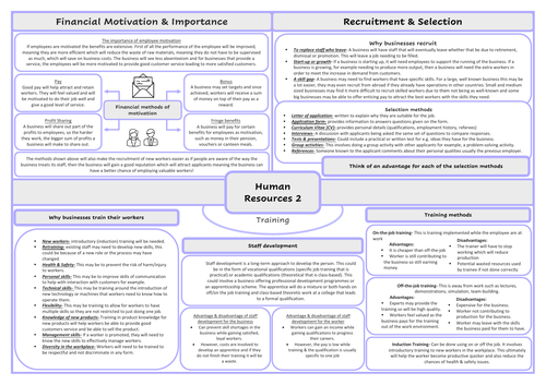 OCR GCSE Business Revision Human Resources | Teaching Resources